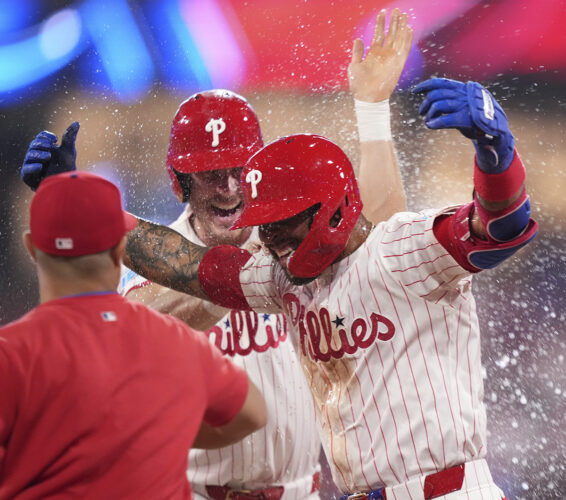 Phillies claim another wild, walk-off win on catcher’s interference ...